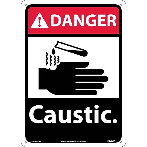 Caustic, 14X10, .040 Aluminum, Danger Sign | Staples