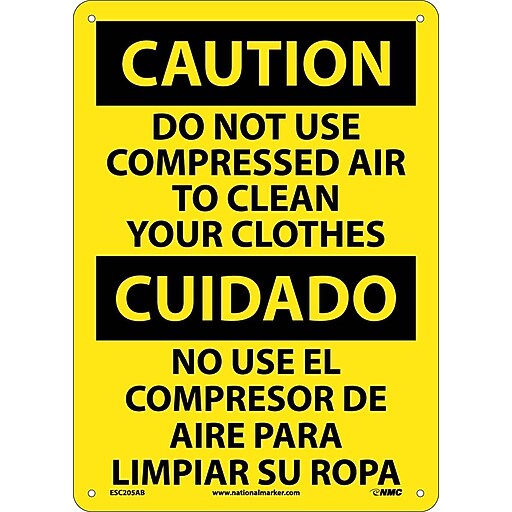 Caution Signs; Do Not Use Compressed Air To Clean Your Clothes ...