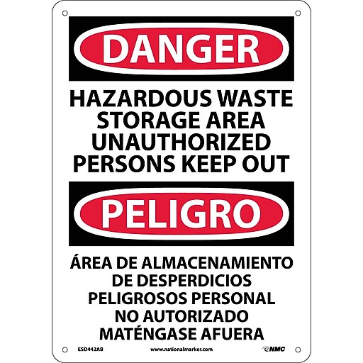 Danger Signs; Hazardous Waste Storage Area Keep Out Bilingual, 14X10 ... Danger Signs; Hazardous Waste Storage Area Keep Out Bilingual, 14X10 ...