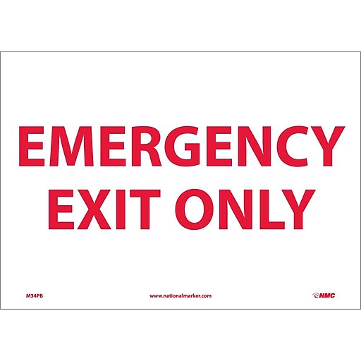 Information Labels; Emergency Exit Only, 10X14, Adhesive Vinyl | Staples