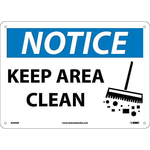 Notice Signs; Keep Area Clean, Graphic, 10X14, .040 Aluminum | Staples