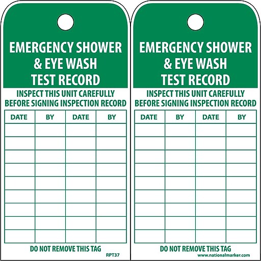 Accident Prevention Tags; Emergency Shower And Eye Wash Test Record, 6 ...
