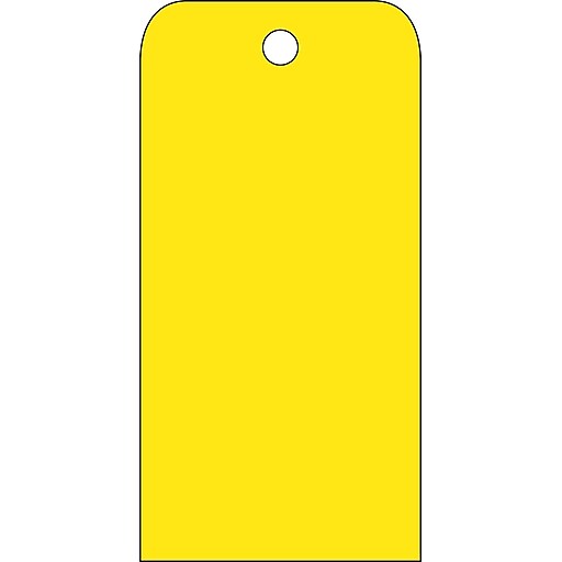 Accident Prevention Tags; Yellow Blank, 6X3, .015 Mil Unrip Vinyl, 25 ...