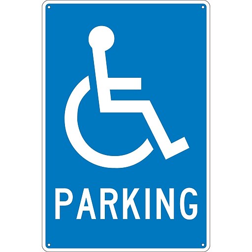National Marker "Handicapped Parking" Parking Sign, 18" x 12", Aluminum ...