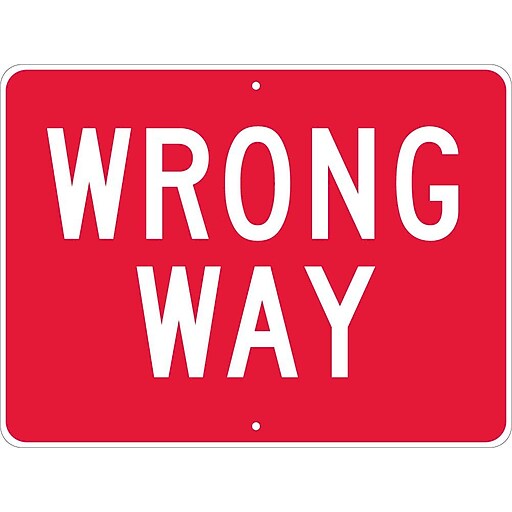 National Marker Reflective "Wrong Way" Regulatory Traffic Sign, 18" x ...
