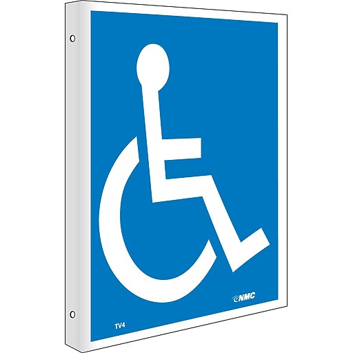 Handicapped Symbol, Flanged, 10X8, Rigid Plastic, Notice Sign | Staples