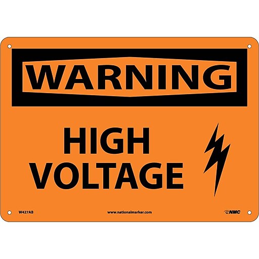 Warning Sign; High Voltage, Graphic, 10X14, .040 Aluminum | Staples