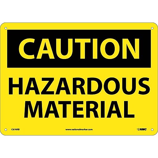 Caution Signs; Hazardous Material, 10X14, Rigid Plastic | Staples