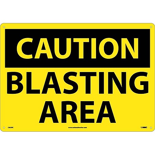 Blasting Area, 14X20, Rigid Plastic, Caution Sign | Staples