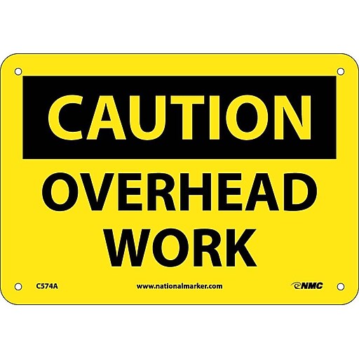 Overhead Work, 7X10, .040 Aluminum, Caution Sign | Staples