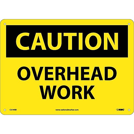 Overhead Work, 10X14, Rigid Plastic, Caution Sign | Staples