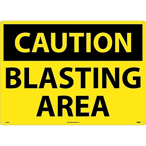 Blasting Area, 20X28, .040 Aluminum, Caution Sign | Staples