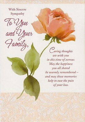 Cartes de souhaits « Sincères condoléances à vous et à votre famille ...