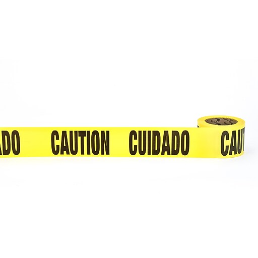 Mutual Industries "CUIDADO CAUTION" Barricade Tape, 3" x 300', Yellow, 16/Box (17779-51-0300 ...