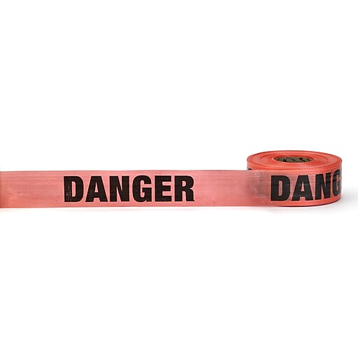 Mutual Industries "DANGER" Reinforced Barricade Tape, 3" x 500', Red (17776-79-3000) | Staples
