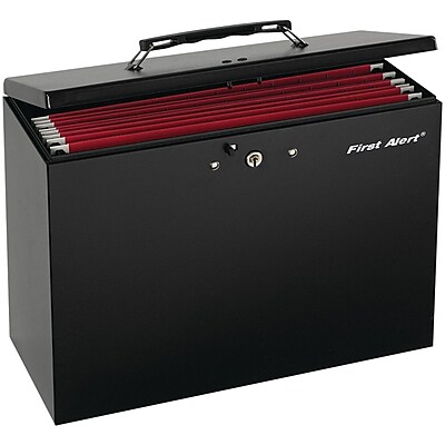 First Alert® Steel Hanging File Box, Black | Staples