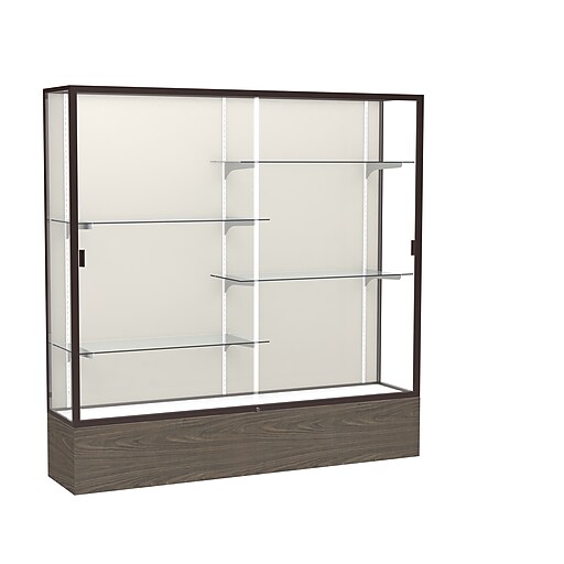 Ghent 72" x 72" Metal & Glass Reliant Display Case, Walnut | Staples