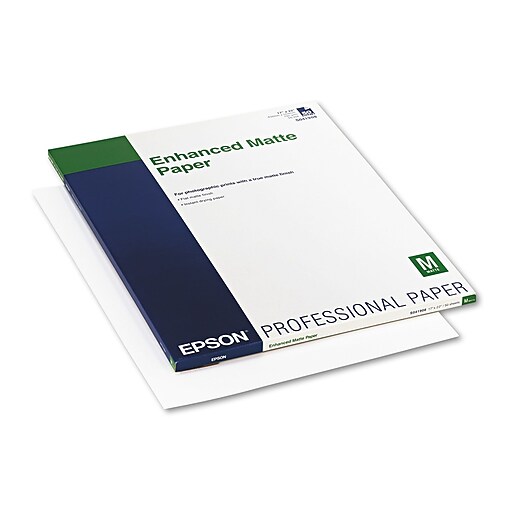 Epson Enhanced Matte Presentation Paper, 17" x 22", 50 Sheets/Pack ...