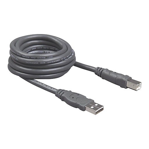 Belkin 10' USB A to USB B Cable, Male to Male, Gray/Silver (F3U133B10 ...