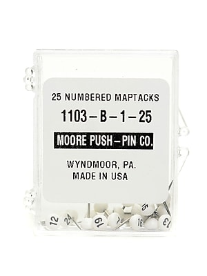 Numbered map tacks