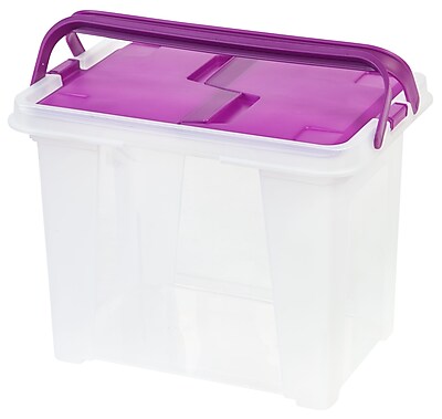 IRIS® Portable File Box, Purple, 4 Pack (111136) | Staples®