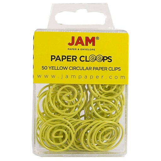 JAM Paper® Colored Circular Paper Clips, Round Paperclips, Yellow, 50 ...