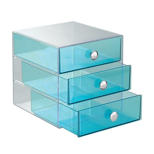 InterDesign 3-Drawer Plastic Organizer, Aqua (35372) | Staples