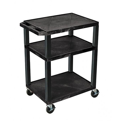 Luxor Tuffy 3-Shelf Polyethylene Mobile Utility Cart with Swivel Wheels ...