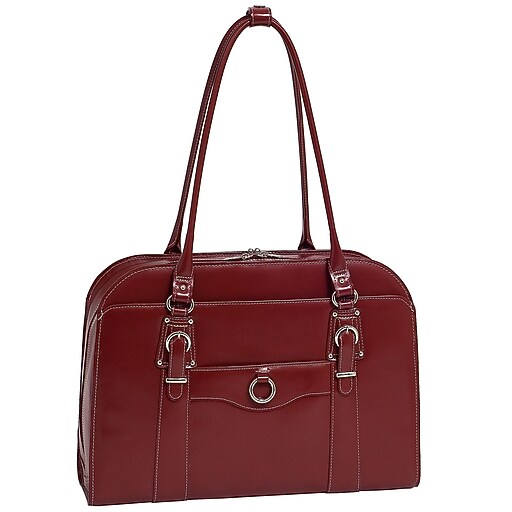 McKlein W Series Laptop Briefcase, Red Trimmed In Sand Leather (96526 ...