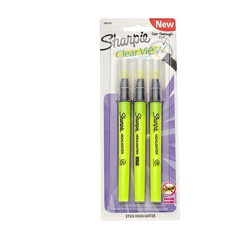 Sharpie Clear View Highlighter, Chisel Tip, Yellow, 3/Pack (1950745/ ...