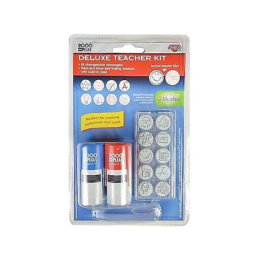 Consolidated Stamp 2000 Plus Self-Inking Deluxe Teachers Stamp Kit, 10 ...