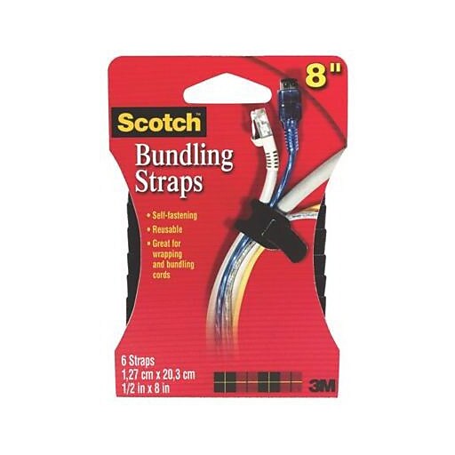 Scotch® Bundling Strap, 1/2" x 8", Black, 6/Pack (RF8010) at Staples