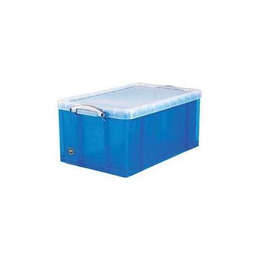 Really Useful Box® 64 Liter Snap Lid Storage Bin, Transparent Blue (64L ...