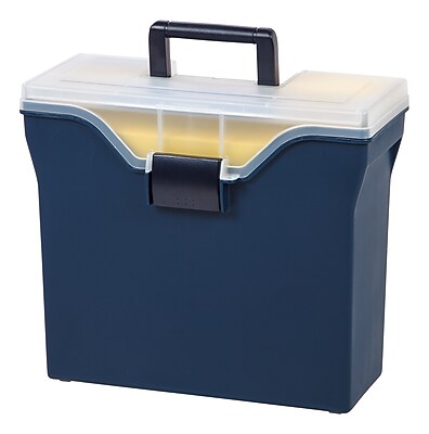 Staples® Letter Size Portable File Box with Organizer Top, Navy (111102 ...