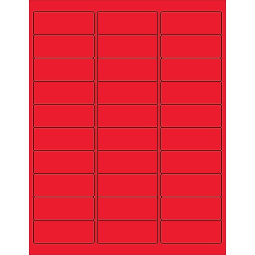 Tape Logic® Rectangle Laser Labels, 2 5/8" x 1", Fluorescent Red, 3000 ...