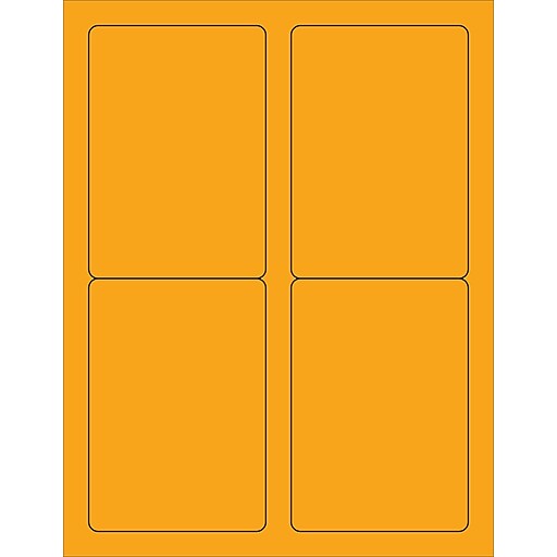 Tape Logic® Rectangle Laser Labels, 3 1/2" x 5", Fluorescent Orange ...