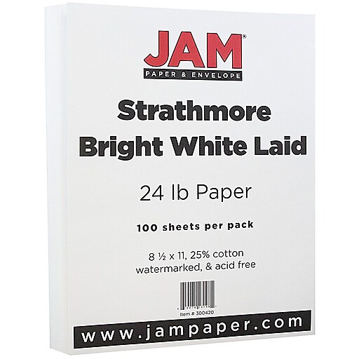 Jam Paper® Strathmore 24lb Paper 8 5 X 11 Bright White Laid 100