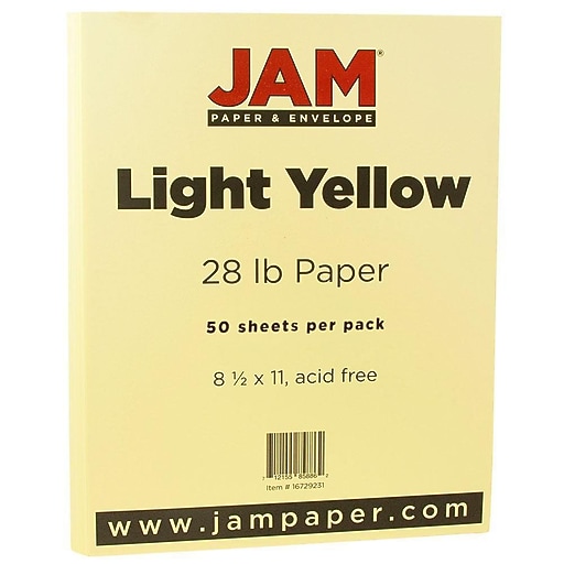 JAM Paper Matte Colored 8.5" x 14" Copy Paper, 28 lbs., Light Yellow ...