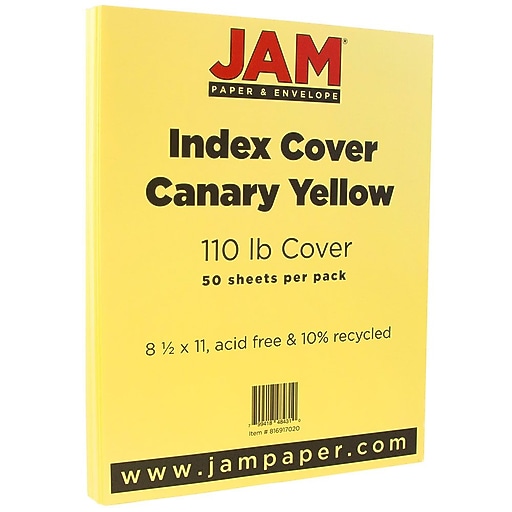 JAM Paper Vellum Bristol 110 lb. Cardstock Paper, 8.5" x 11", Canary ...