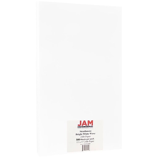 JAM Paper® Ledger Strathmore 24lb Paper, 11 x 17 Tabloid, Bright White ...