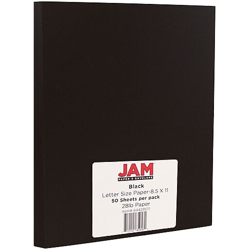 JAM Paper 28 lb. Colored Paper, 8.5" x 11", Black, 50 Sheets/Pack ...