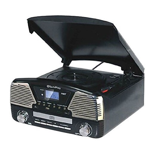 Techplay 3-Speed Turntable with Programmable MP3/CD Player, Black ...