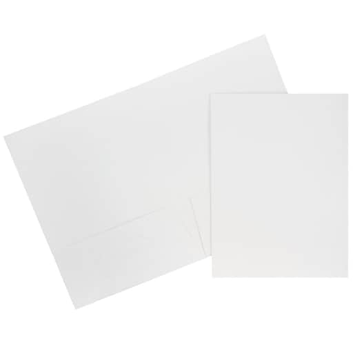 JAM Paper Two-Pocket Textured Linen Business Folders, White, 6/Pack ...