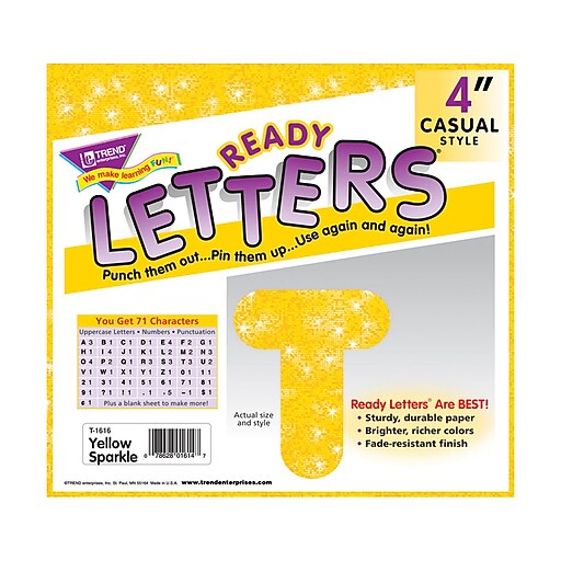 Trend® 4" Ready Letters®, Casual Sparkles, Yellow | Staples