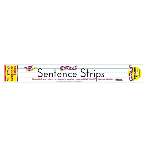 Wipe-Off Sentence Strips, 24" Sentence Strips, 3" Tall Strips, 30/Pack ...