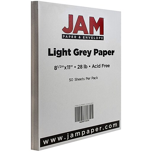 JAM Paper Matte Colored 8.5" x 11" Copy Paper, 28 lbs., Light Gray, 50 ...