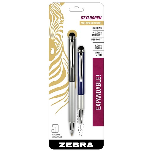 Zebra Retractable Ballpoint Pen, Medium Point, 1.0mm, Black Ink, 2 Pack ...