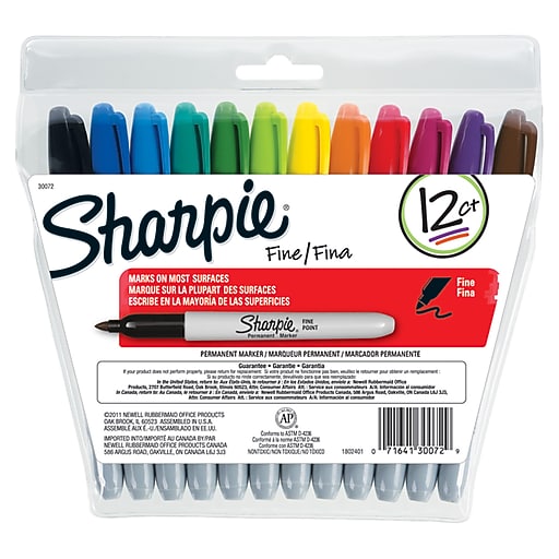 Sharpie® Fine Felt Tip Markers, 12-Color Set (SAN30072) | Staples