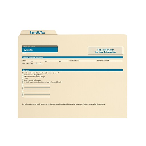 ComplyRight Employee Payroll & Tax Records Organizer, Pack of 25 (A0311 ...