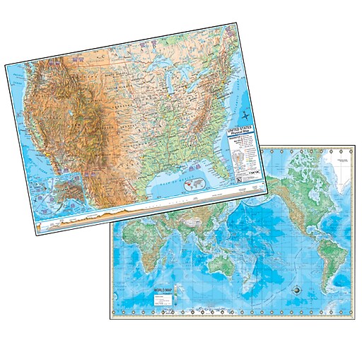 Kappa Map Group Universal Maps U.S & World Physical Map Set at Staples